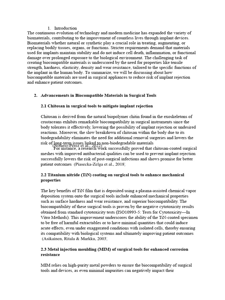 Assignment 1 | PDF | Implant (Medicine) | Biomaterial
