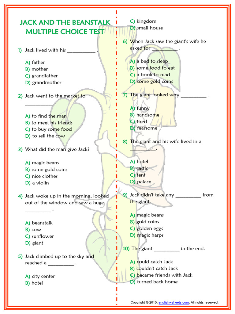 Jack and The Beanstalk Test | PDF | Jack And The Beanstalk | European ...