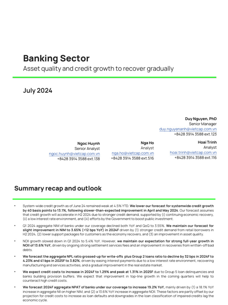 Banking Sector Credit Growth Outlook | PDF | Banks | Finance & Money ...