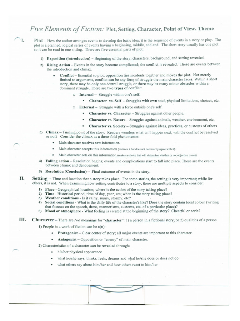 Elements of A Story | PDF | Narration | Plot (Narrative)