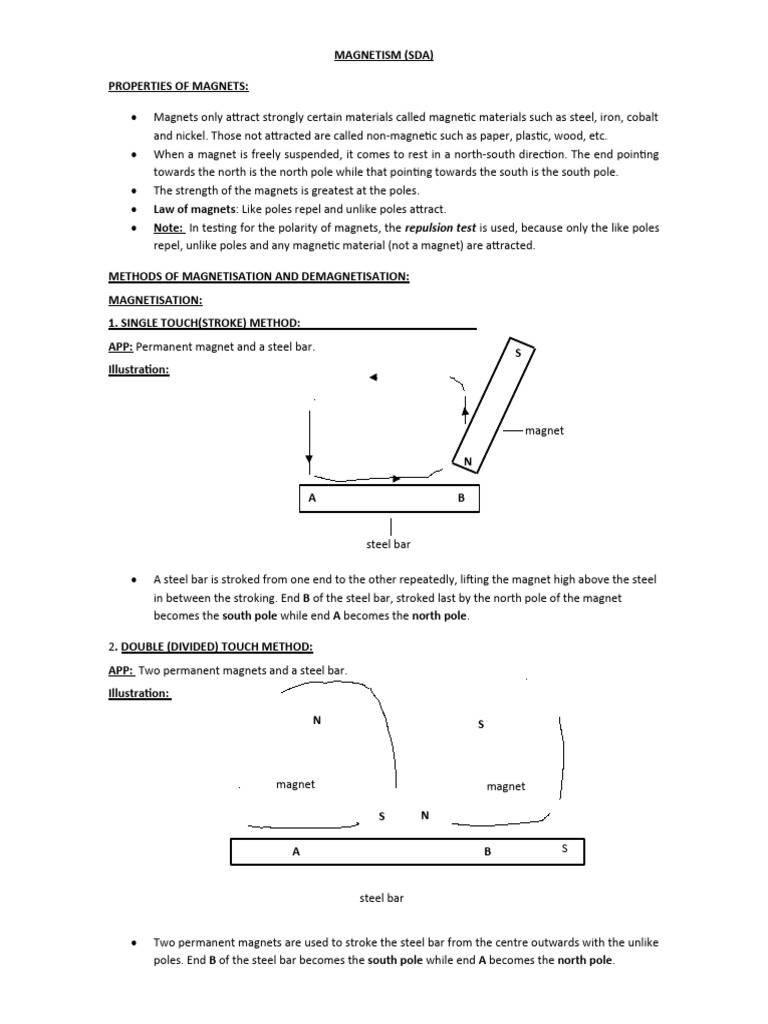 Divided Touch Method of Magnetisation | PDF | Magnetism | Magnet