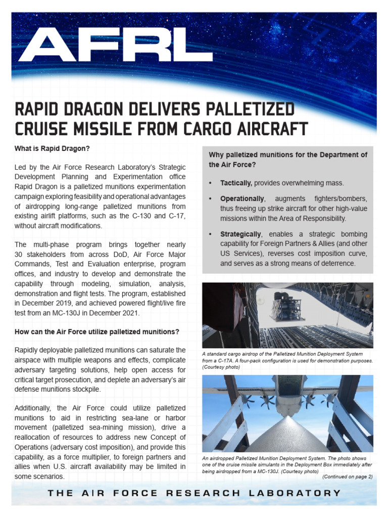 Rapid Dragon: Palletized Munitions Airdrop | PDF | Military Science ...