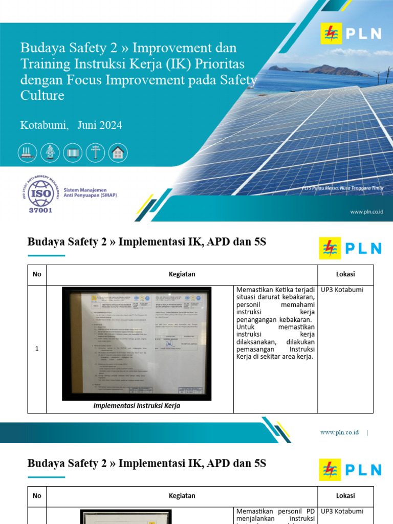 Budaya Safety 2 Improvement Dan Training Instruksi Kerja (IK) Prioritas ...