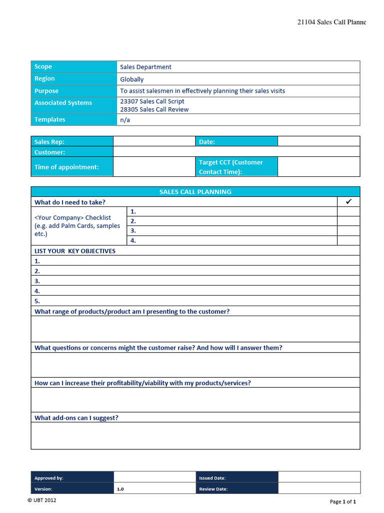 Sales Call Planner | PDF