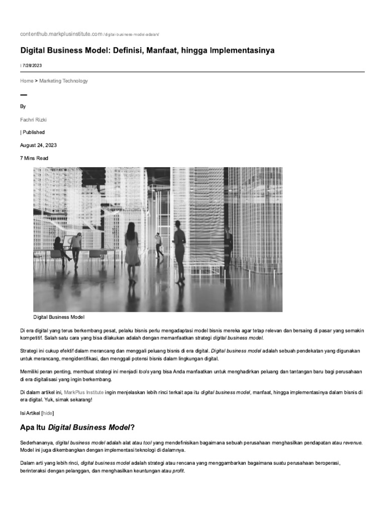 Digital Business Model - Definisi, Manfaat, Hingga Implementasinya | PDF