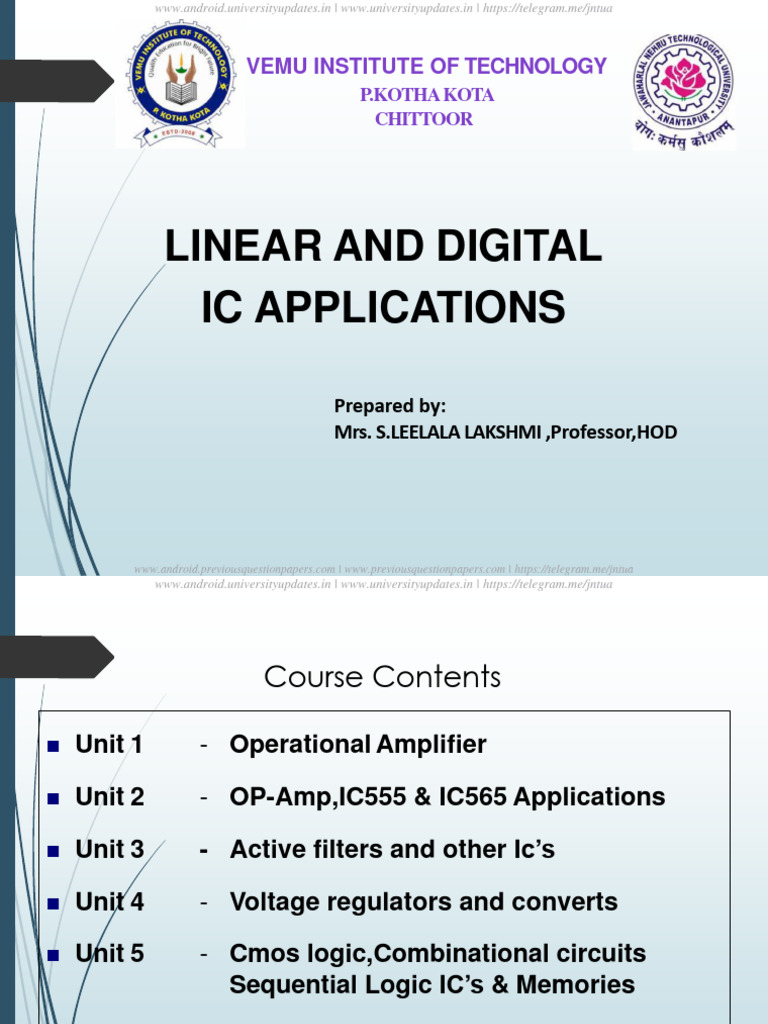 JNTUA Linear and Digital IC Applications Notes - R20 | PDF ...