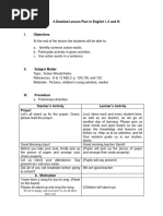 Grade 2 English Lesson Plan: Action Words | PDF | Lesson Plan