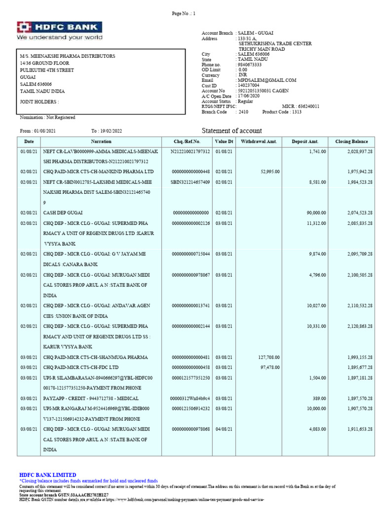 Acct Statement XX0031 19022022 | PDF | Private Sector | Financial Services