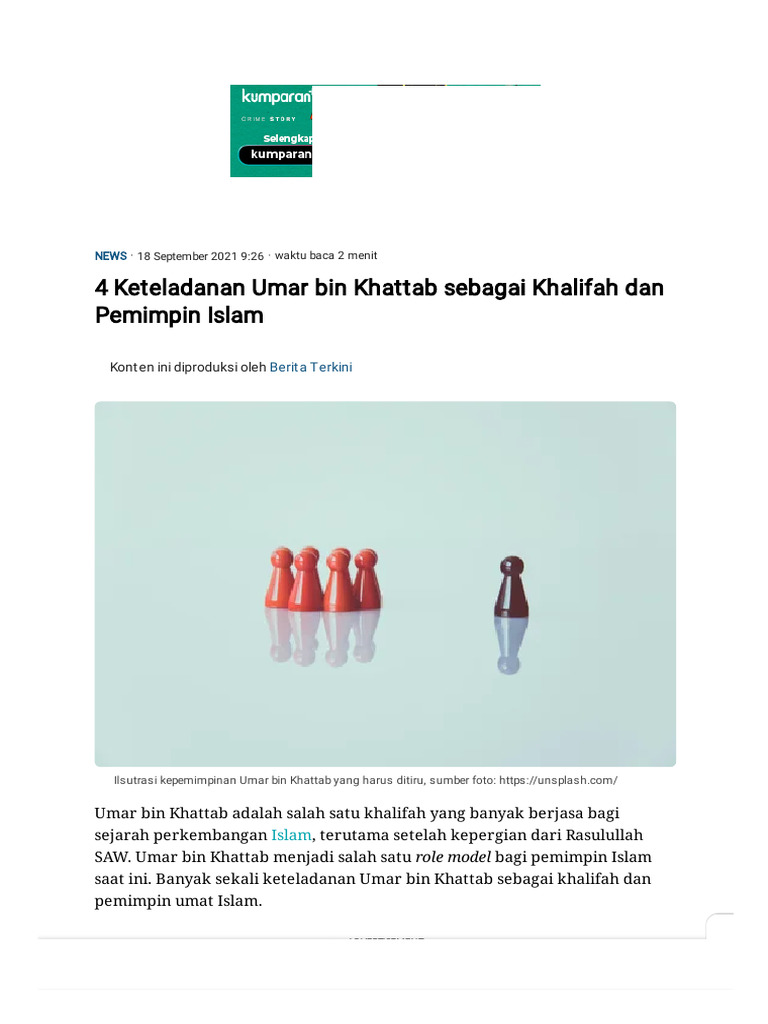 4 Keteladanan Umar Bin Khattab Sebagai Khalifah Dan Pemimpin Islam Pdf
