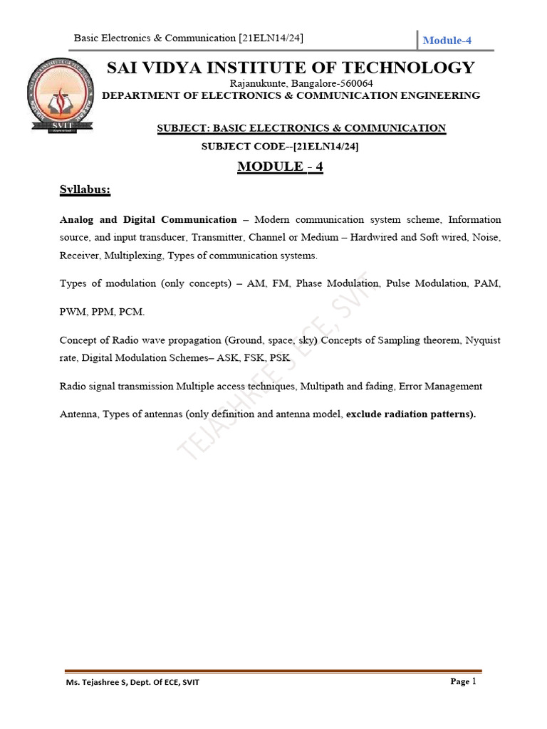 21electronics Module-4 | PDF | Modulation | Duplex (Telecommunications)
