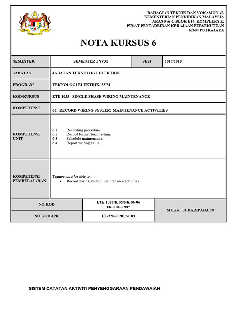 NOTA KURSUS K06 | PDF