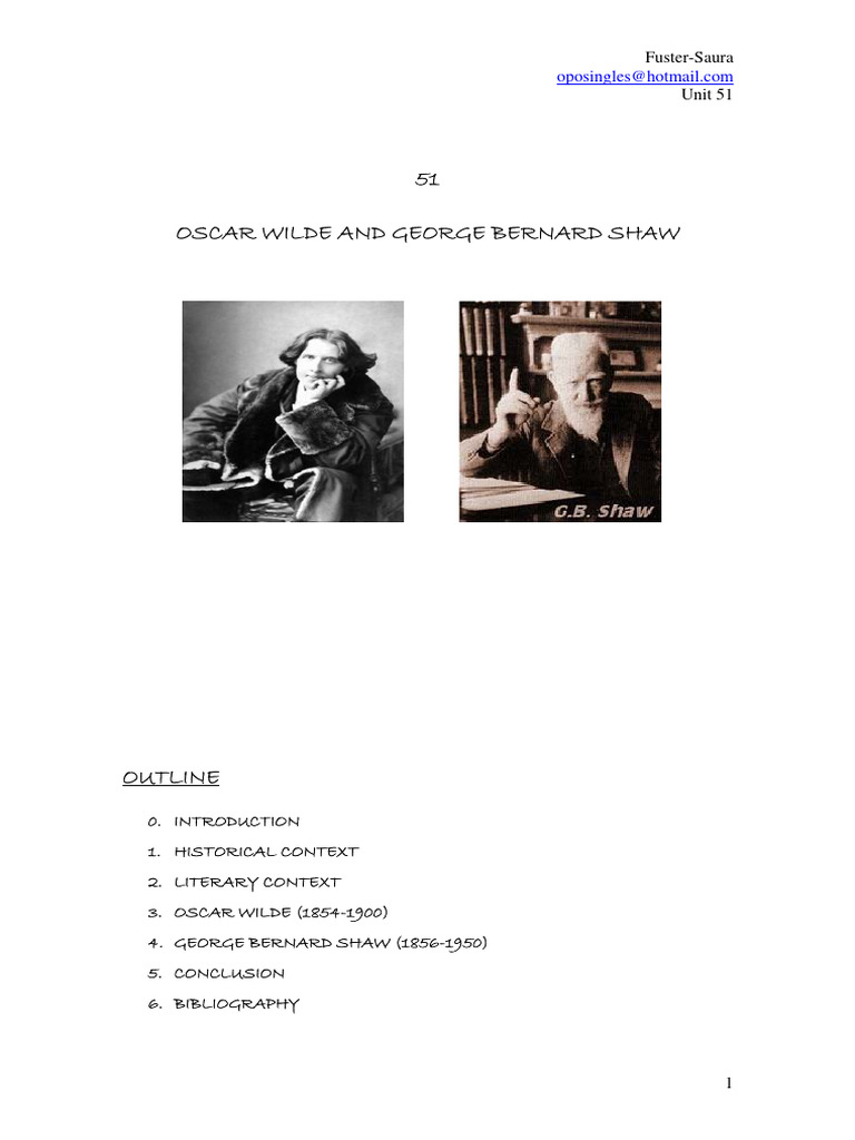 Unit 51. Oscar Wilde and George Bernard Shaw | PDF | Oscar Wilde | George Bernard Shaw