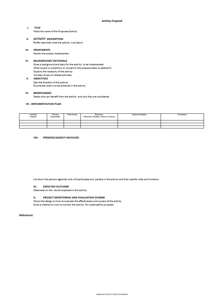Activity Proposal Form With Rubrics | PDF | Evaluation | Goal