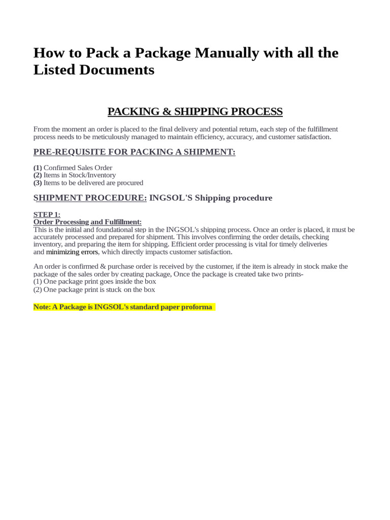 Manual Package Packing Guide | PDF | Business Process | Supply Chain ...