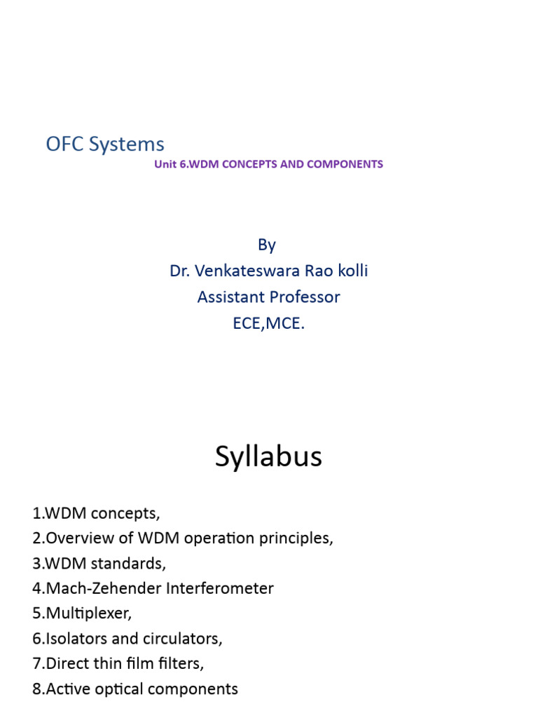 WDM Concepts and Components Overview | PDF | Wavelength Division ...