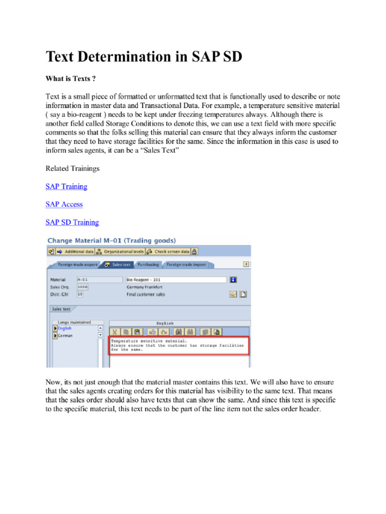 Text Determination in SAP SD | PDF