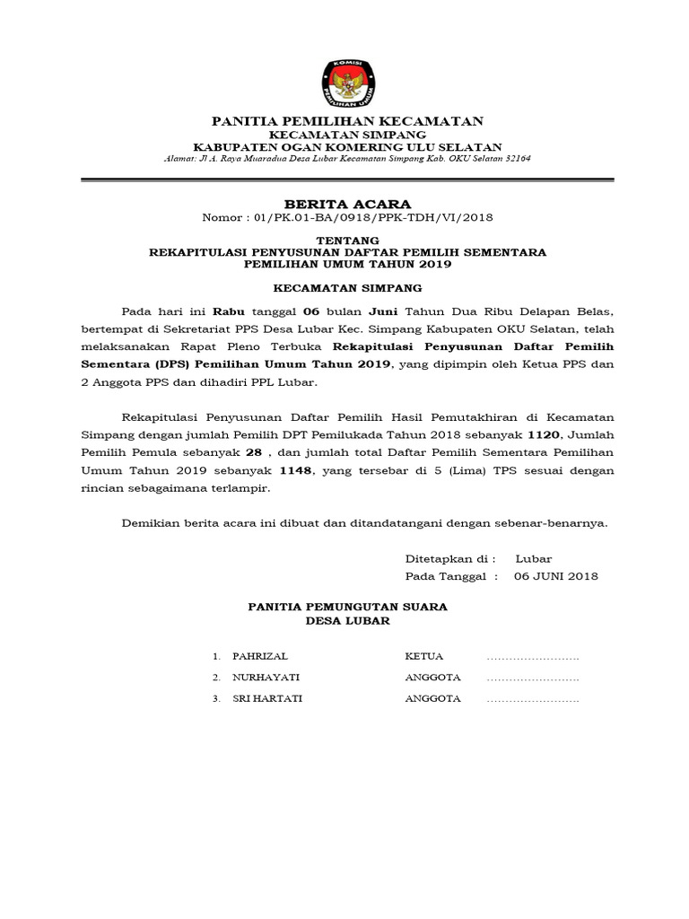 Contoh Ba Pleno | PDF | Ilmu Sosial