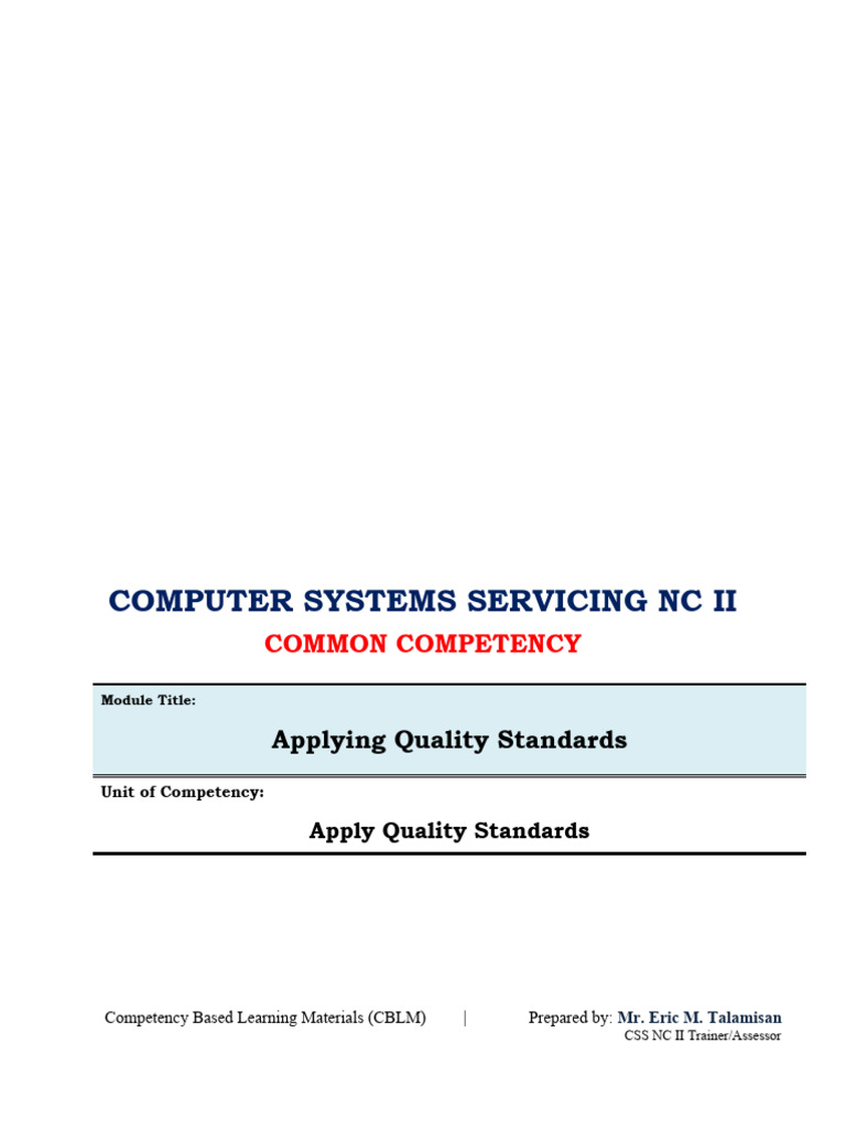 COMMON1-APPLY QUALITY STANDARDS (20pgs) | PDF | Histogram | Scatter Plot