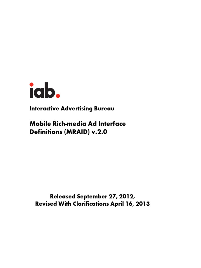 IAB MRAID v2 FINAL | PDF | World Wide Web | Internet & Web
