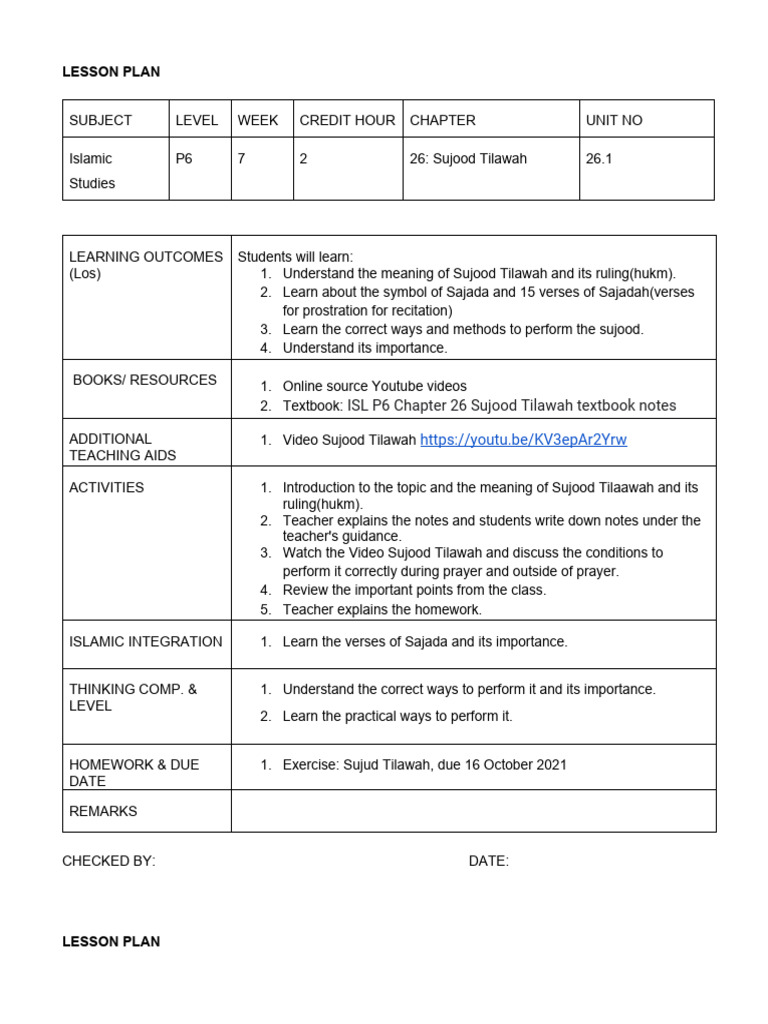 Chapter 26 Week 7 Term 4 - Lesson Plan | PDF | Lesson Plan | Teachers