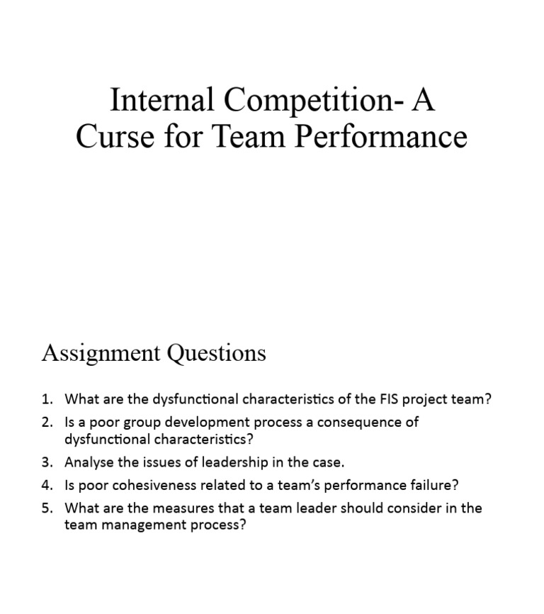 Internal Competition - A Curse For Team Performance | PDF