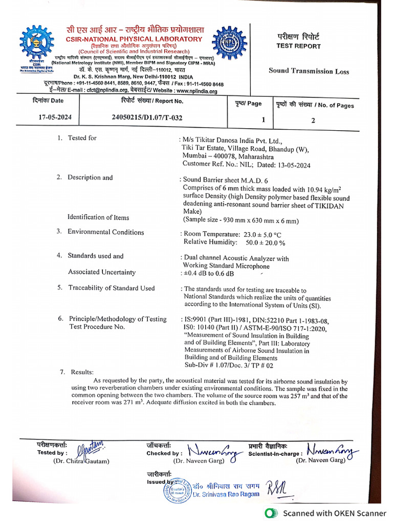 MAD 6 NPL TEST REPORT - RW | PDF