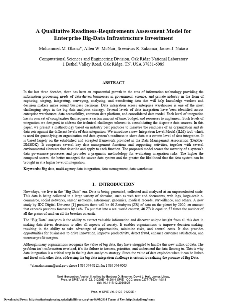 A Qualitative Readiness Requirements Ass | PDF | Big Data | System