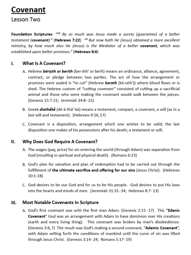 Lesson-2-Covenant | PDF | Covenant (Biblical) | New Covenant