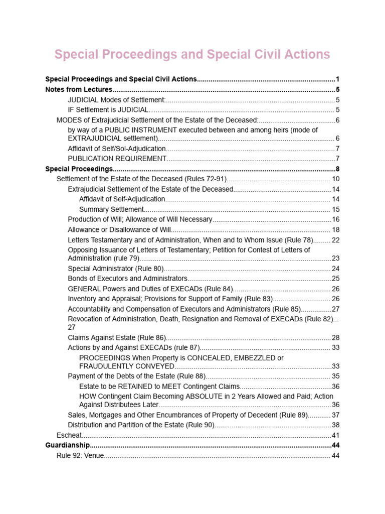 SpecPro Finals Notes | PDF | Will And Testament | Probate