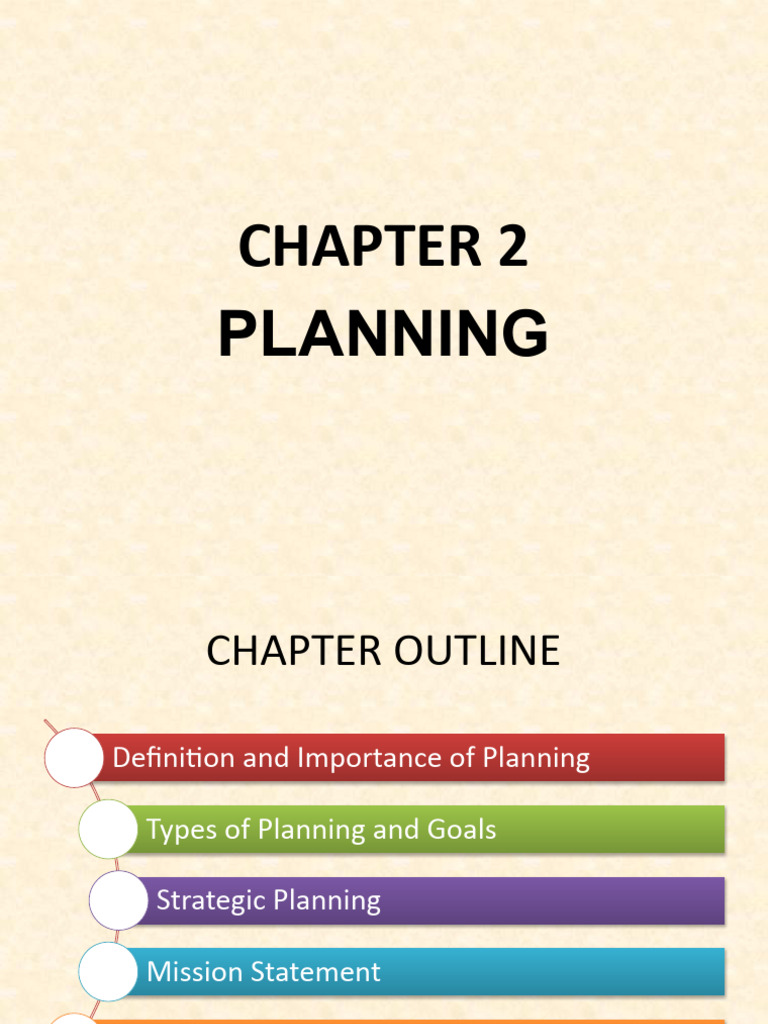CHAPTER 2 - PLANNING | PDF | Goal | Knowledge