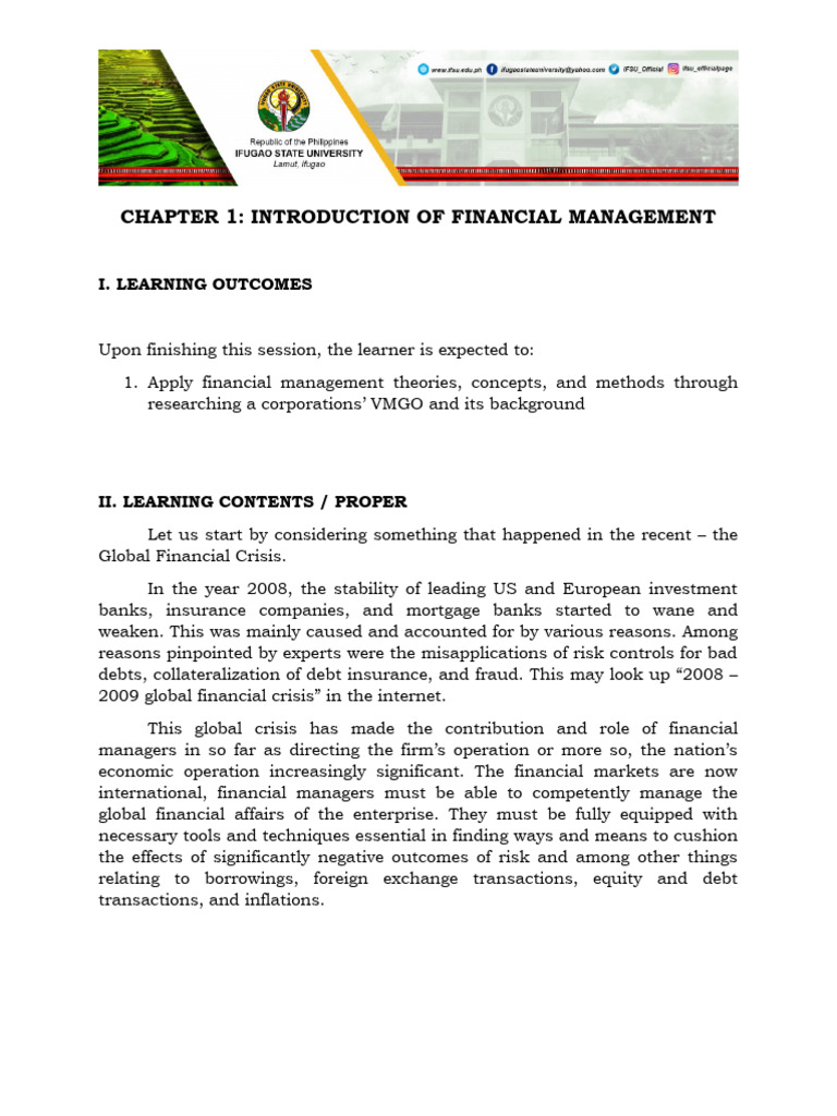 Chapter 1 - Introduction of Financial Management | PDF | Investing | Stocks