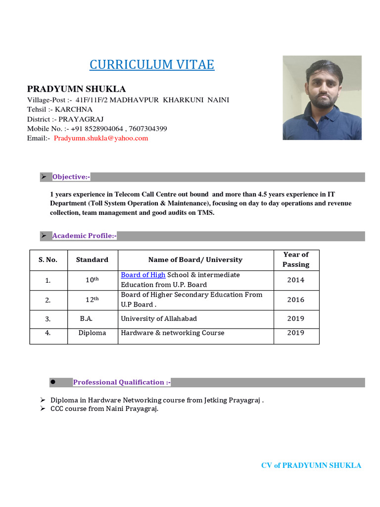 CV of Pradyumn Shukla | PDF | Computer Network | Computing