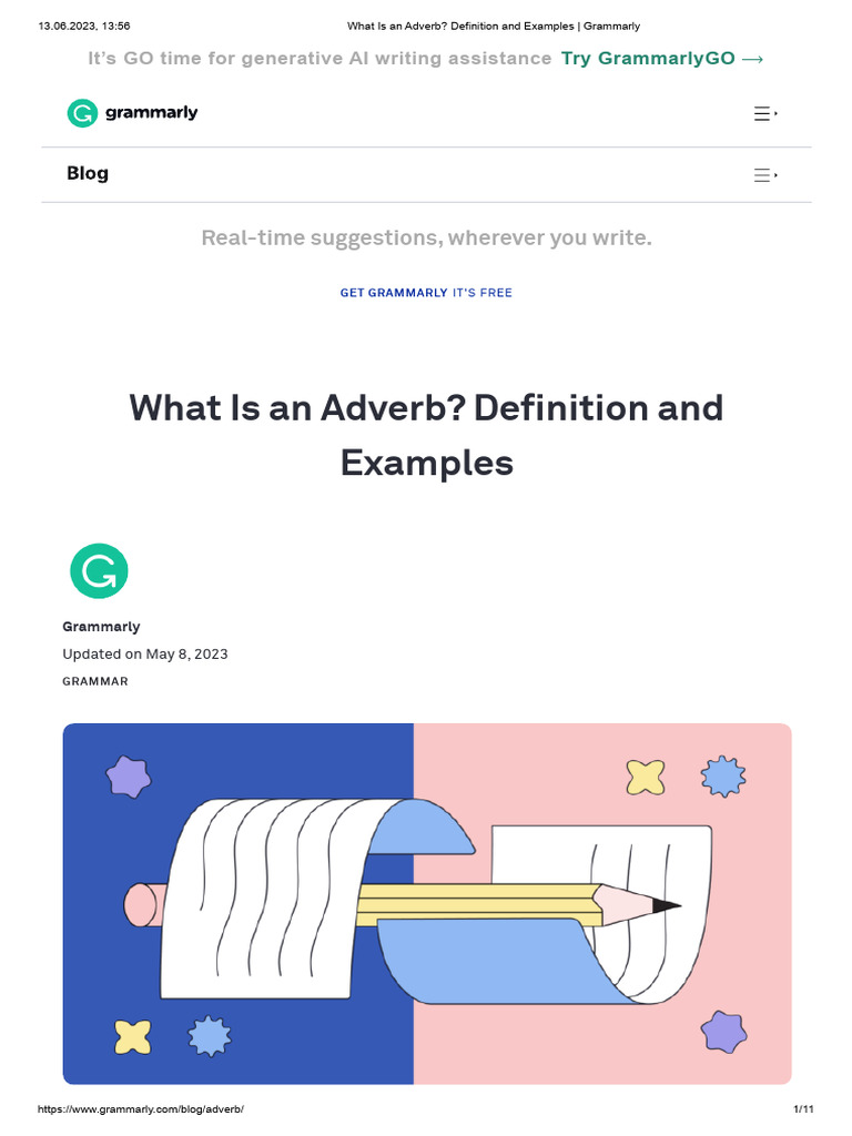 What Is An Adverb - Definition and Examples - Grammarly | PDF | Adverb ...