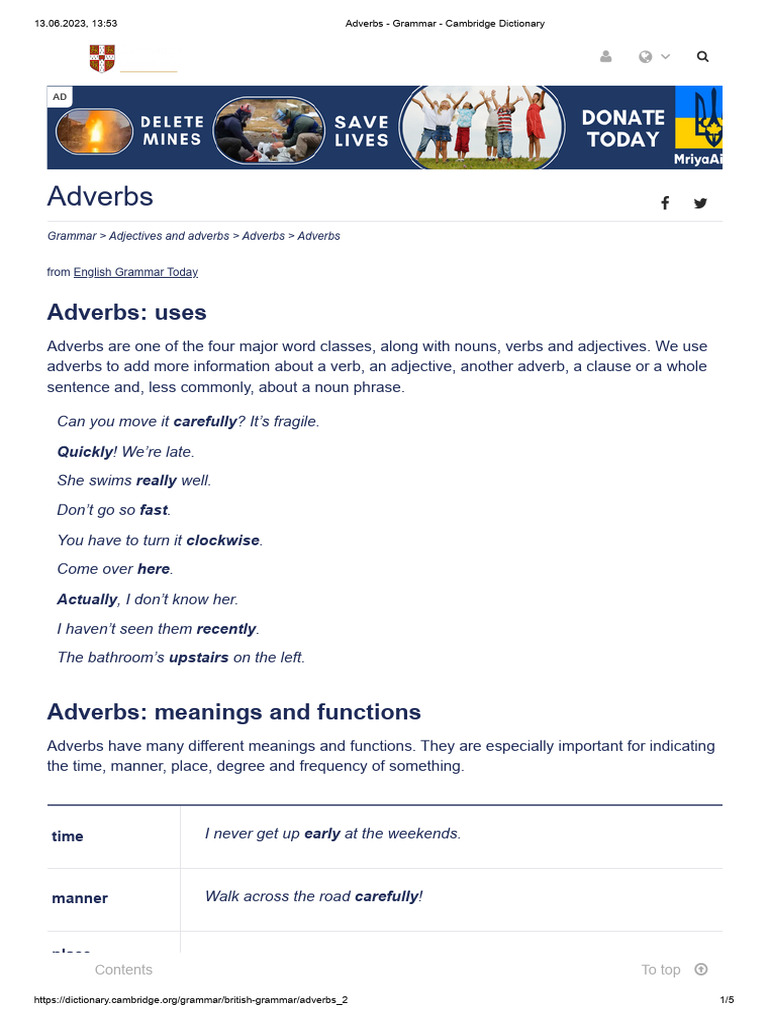 Understanding Adverbs in English Grammar | PDF | Adverb | Verb