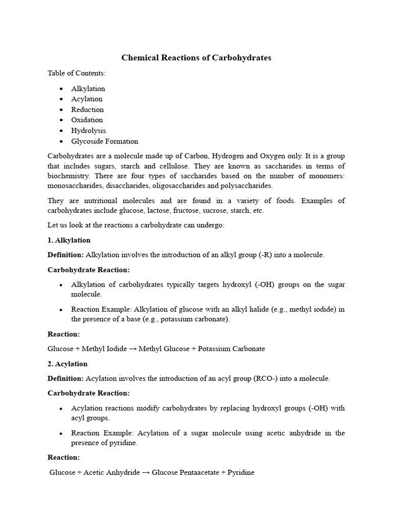 Chemical Reactions of CHO | PDF | Carbohydrates | Glucose