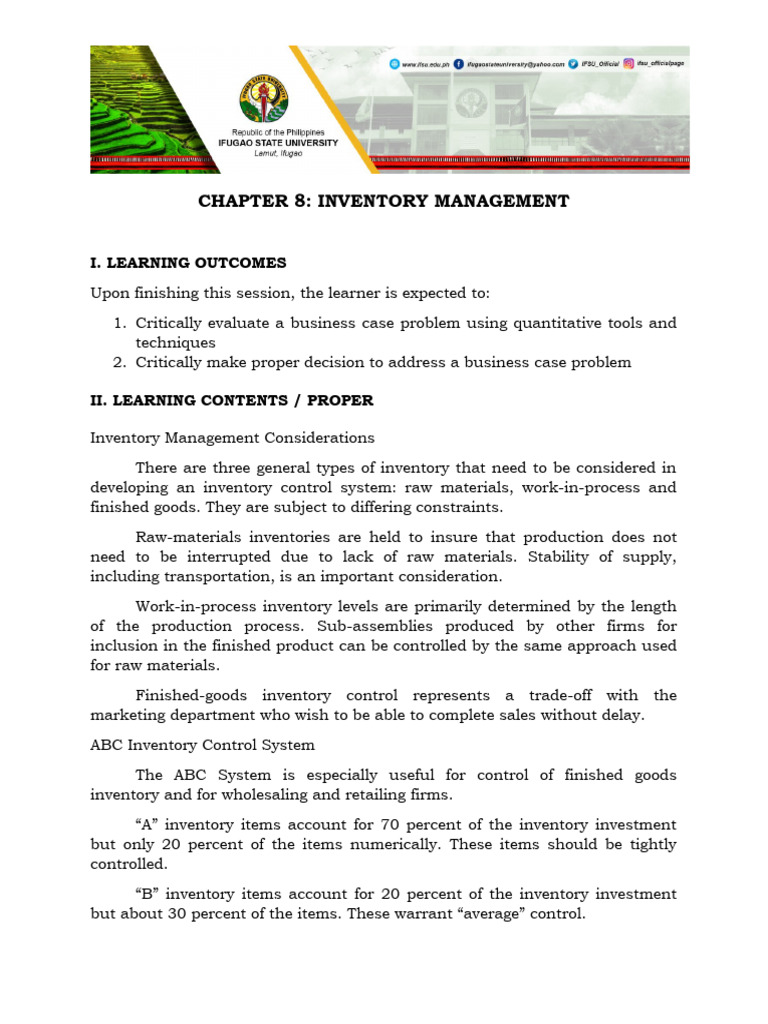 Chapter 8 - Inventory Management | PDF | Inventory | Economies