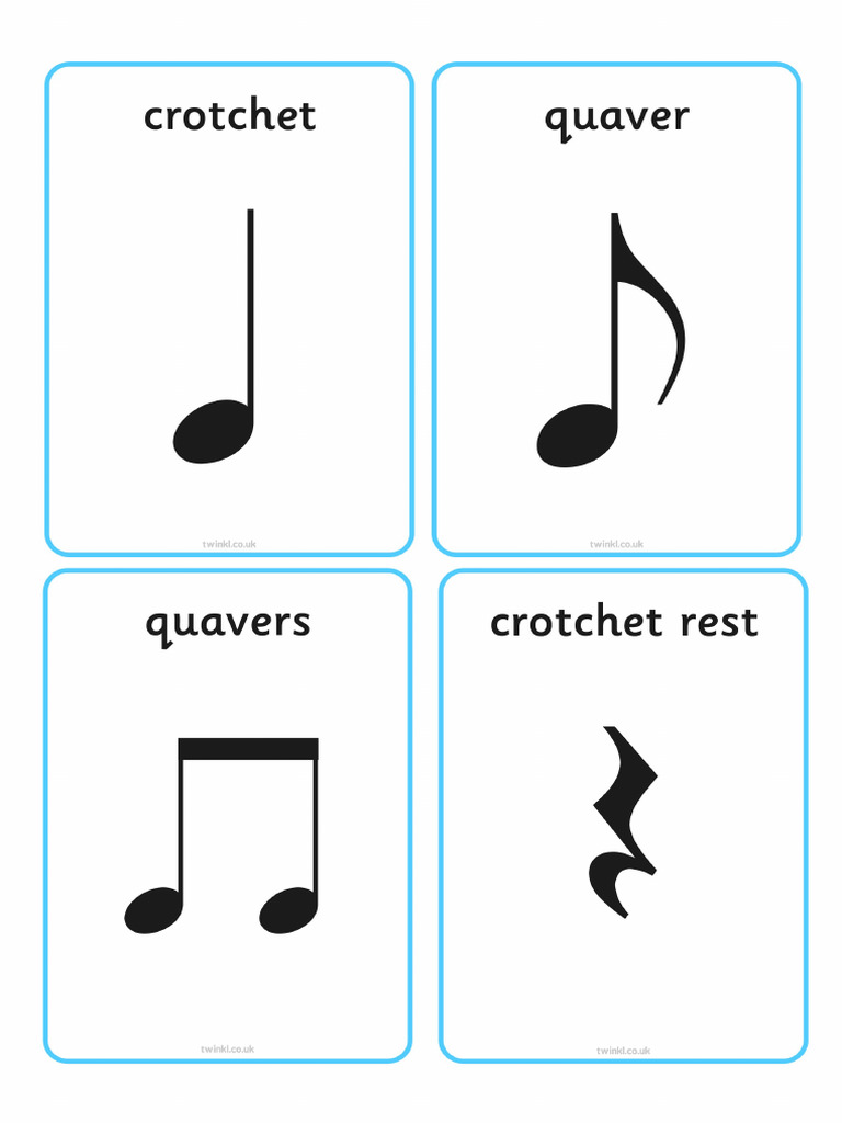T Mu 2 Lesson 2 Crotchets Quavers and Rests Notation Cards | PDF
