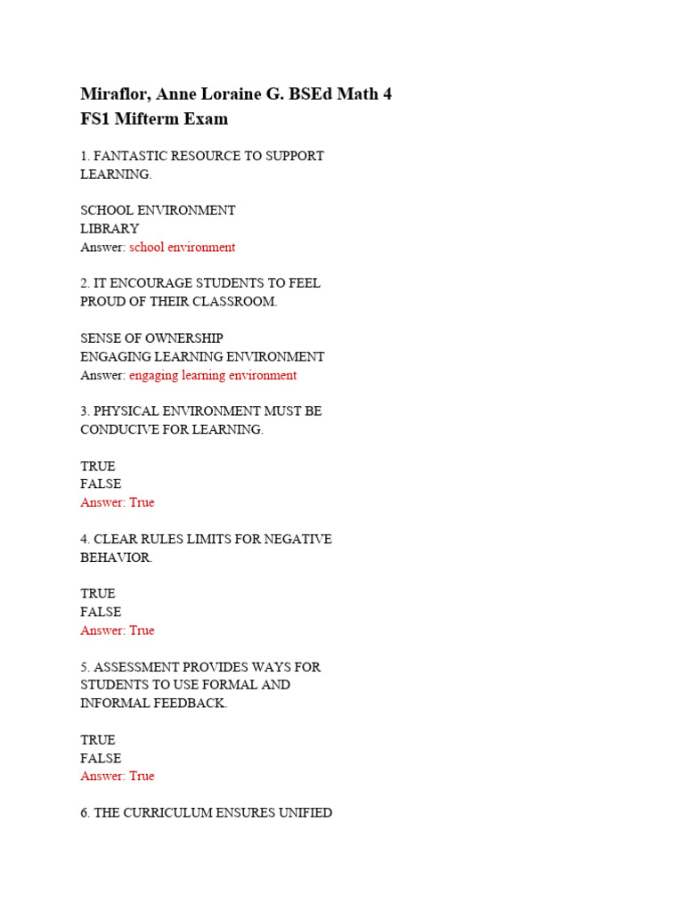 FS 1 Exam - Doc Final | PDF | Educational Technology | Teachers