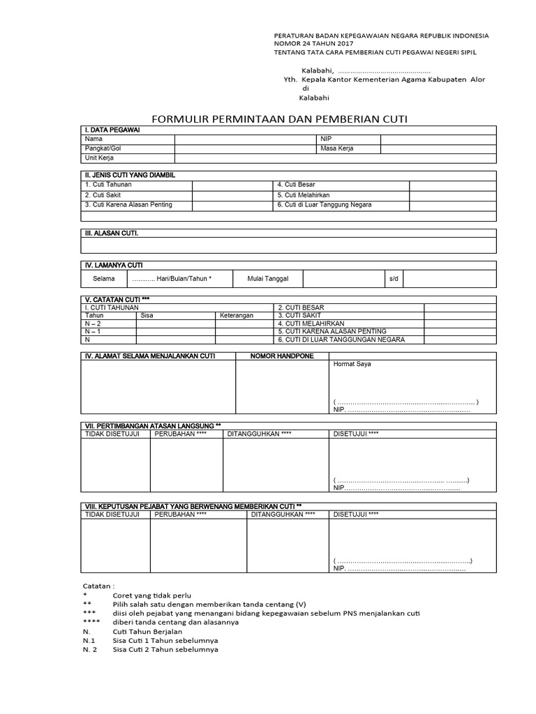 Form. Cuti Baru | PDF