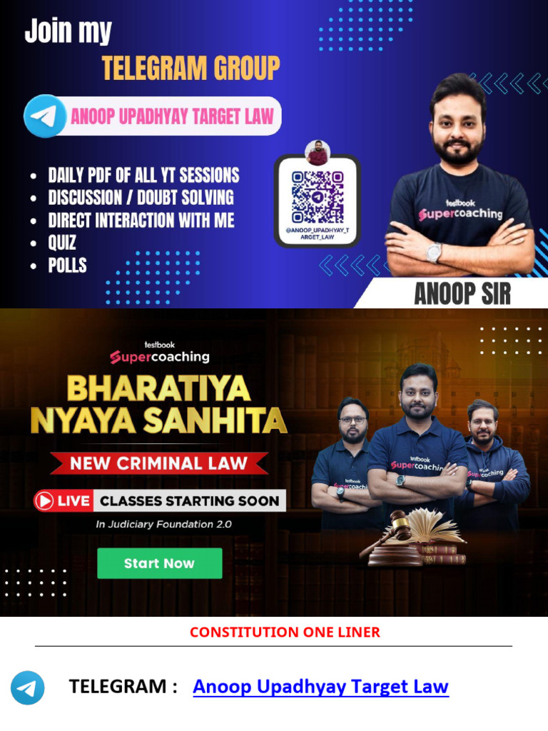 Constitution One Liner by Anoop Upadhyay | PDF | Political Charters ...