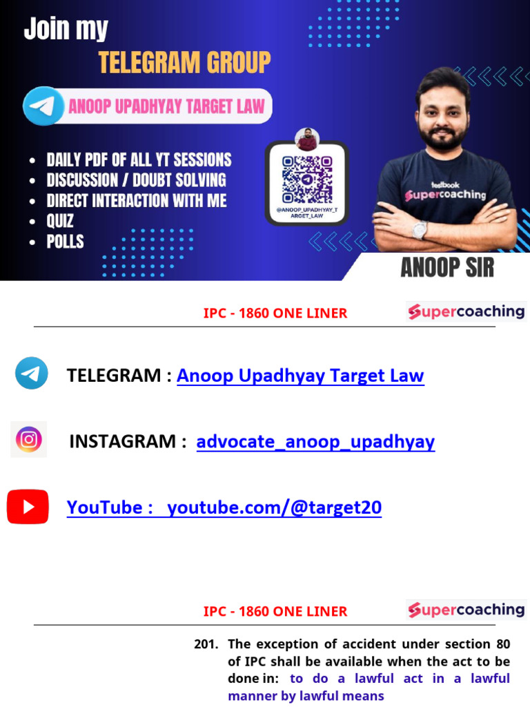 IPC 201-287 One Liner by Anoop Sir | PDF