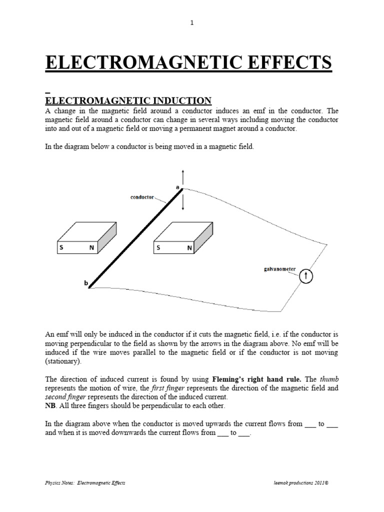Electromagnetic Effects Guide | PDF | Electromagnetic Induction ...