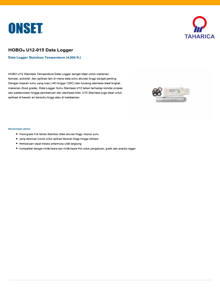(Bahasa Indonesia) HOBO U12-015 Data Logger Datasheet - En.id | PDF ...