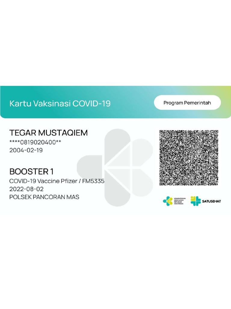 Sertifikat-Vaksin-Dosis 3-Tegar-343 | PDF