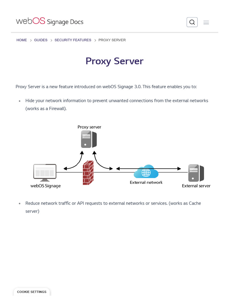 Proxy Server - webOS Signage Developer | PDF | Proxy Server | Http Cookie Proxy Server - webOS Signage Developer | PDF | Proxy Server | Http Cookie