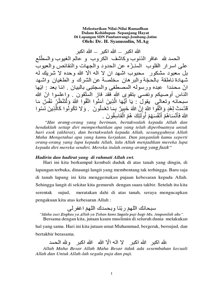 Khutbah Idulfitri 2024 | PDF | Agama & Spiritualitas