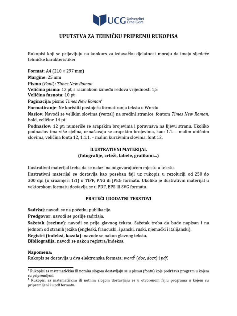A - UCG - Uputstva Za Tehnicku Pripremu Rukopisa - Usvojeno - Na ...