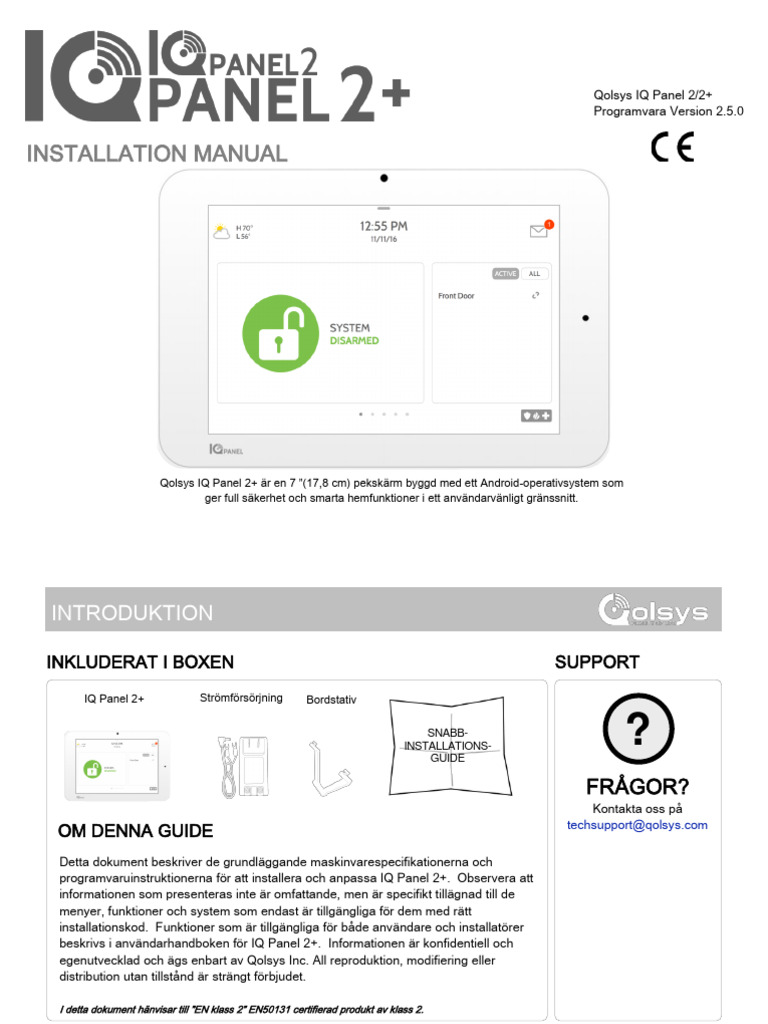 Swedish-IQ Panel Installation Manual 2.5.0 CE | PDF