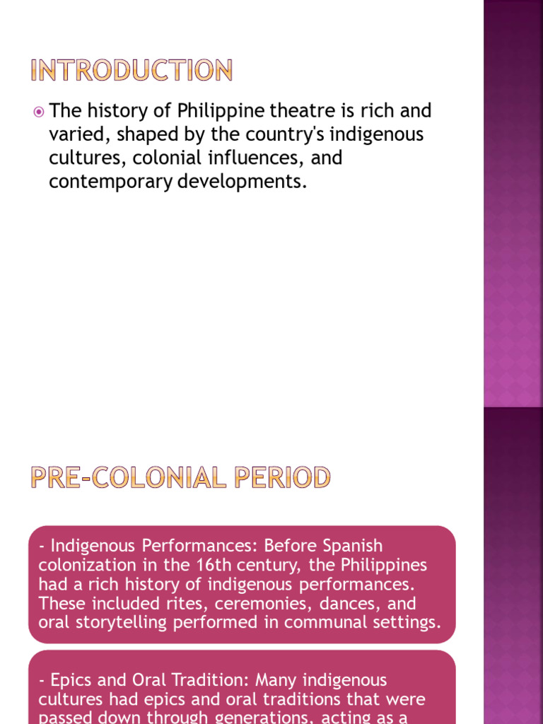 Philippine Theater: A Historical Overview | PDF | Philippines | Theatre