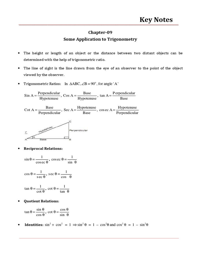 Some Application To Trigonometry Pdf Trigonometry Elementary Mathematics